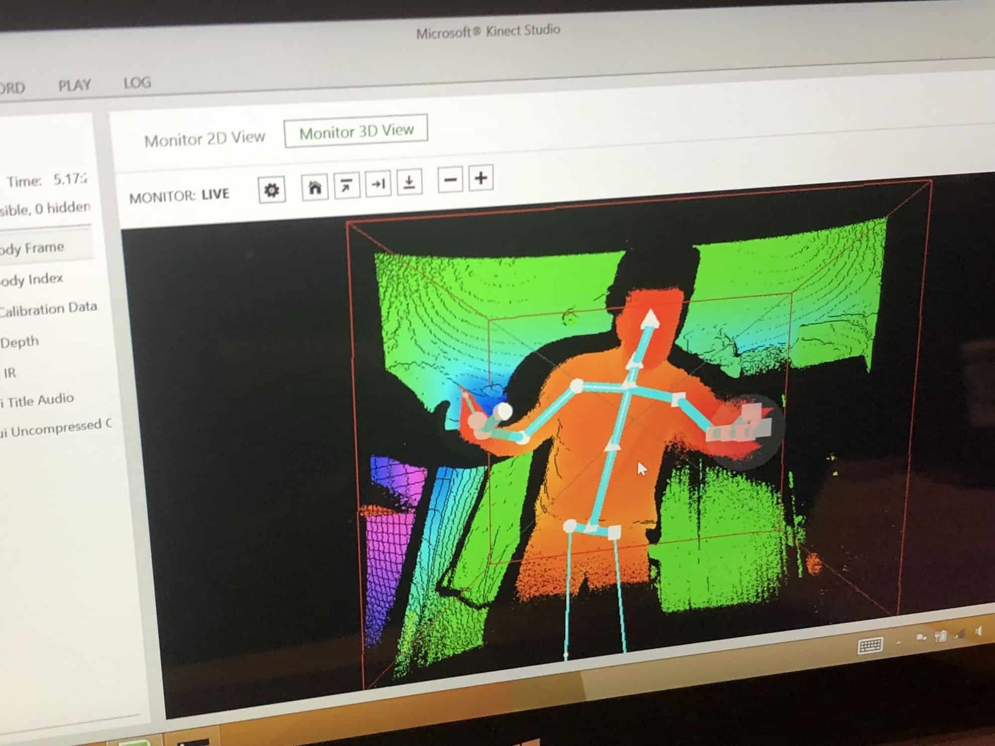 V2 Kinect SLS Portable Camera and Software for Stickman Tracking.