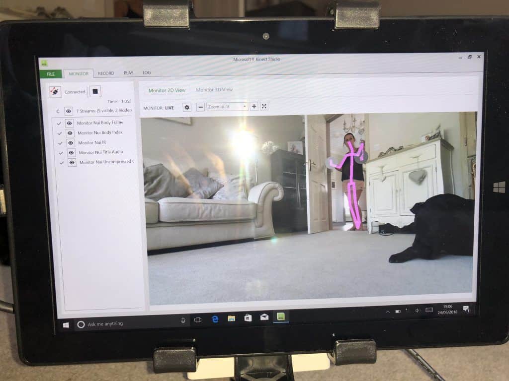 V2 Kinect SLS Portable Camera and Software for Stickman Tracking.